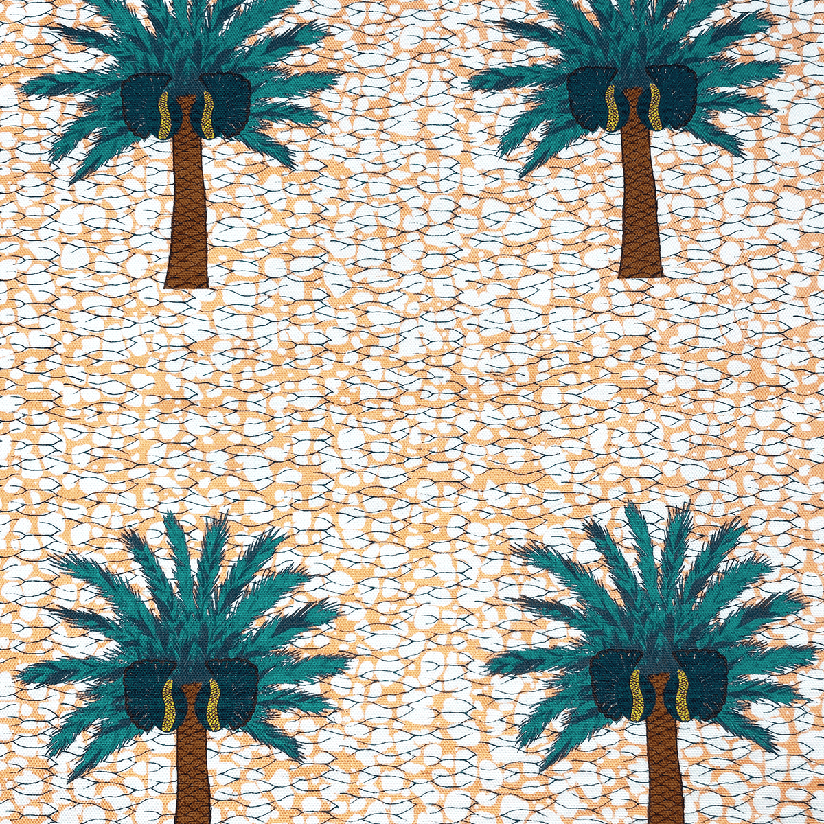 Pink African Batik Style Aburi Fabric with Palm Tree Design | Eva Sonaike