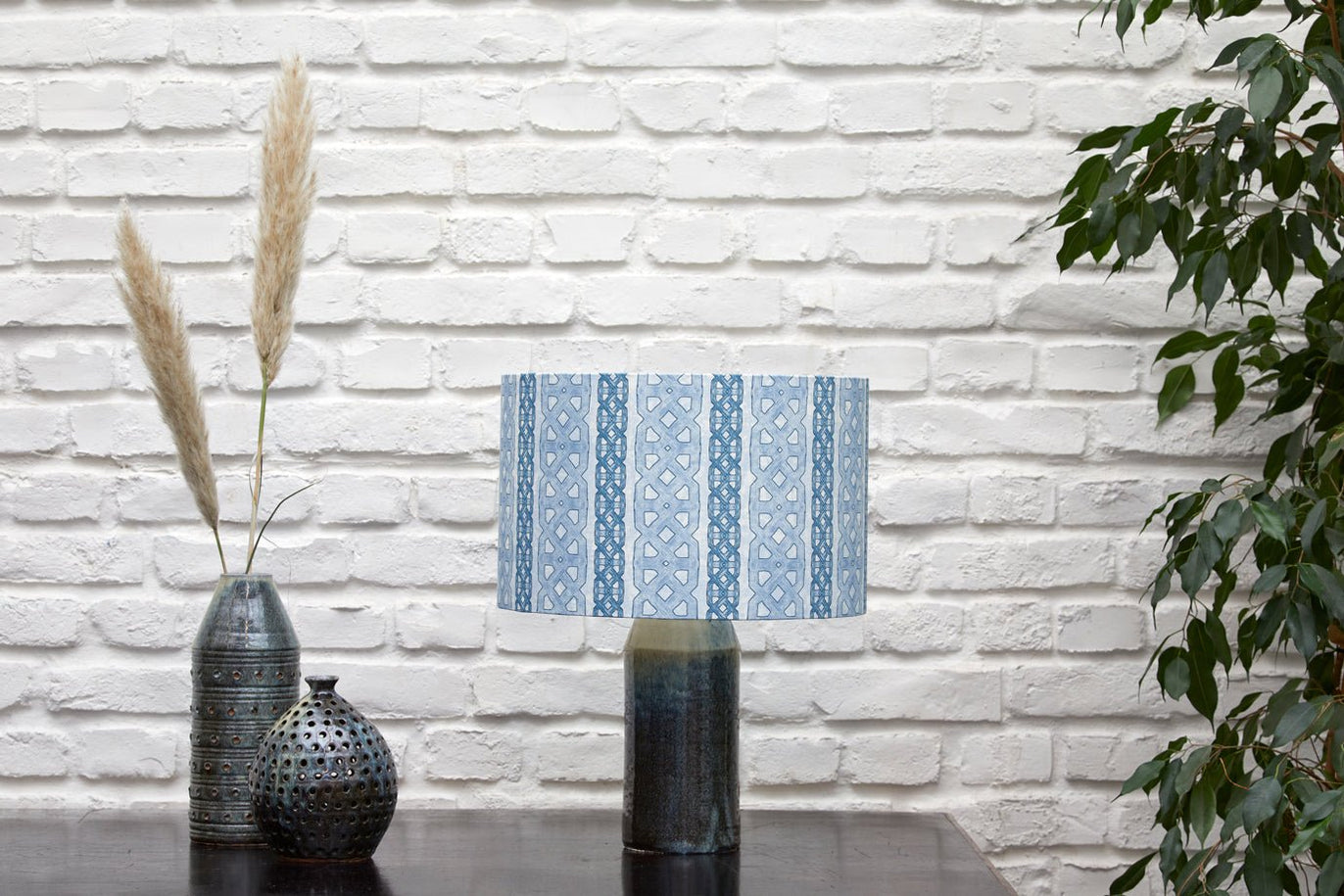 Designer Indigo African-Inspired Ala Lampshade with Geometric Design ...