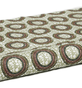 African-Inspired Ayo Fabric in Khaki with Grey & Pink Circles | Eva Sonaike
