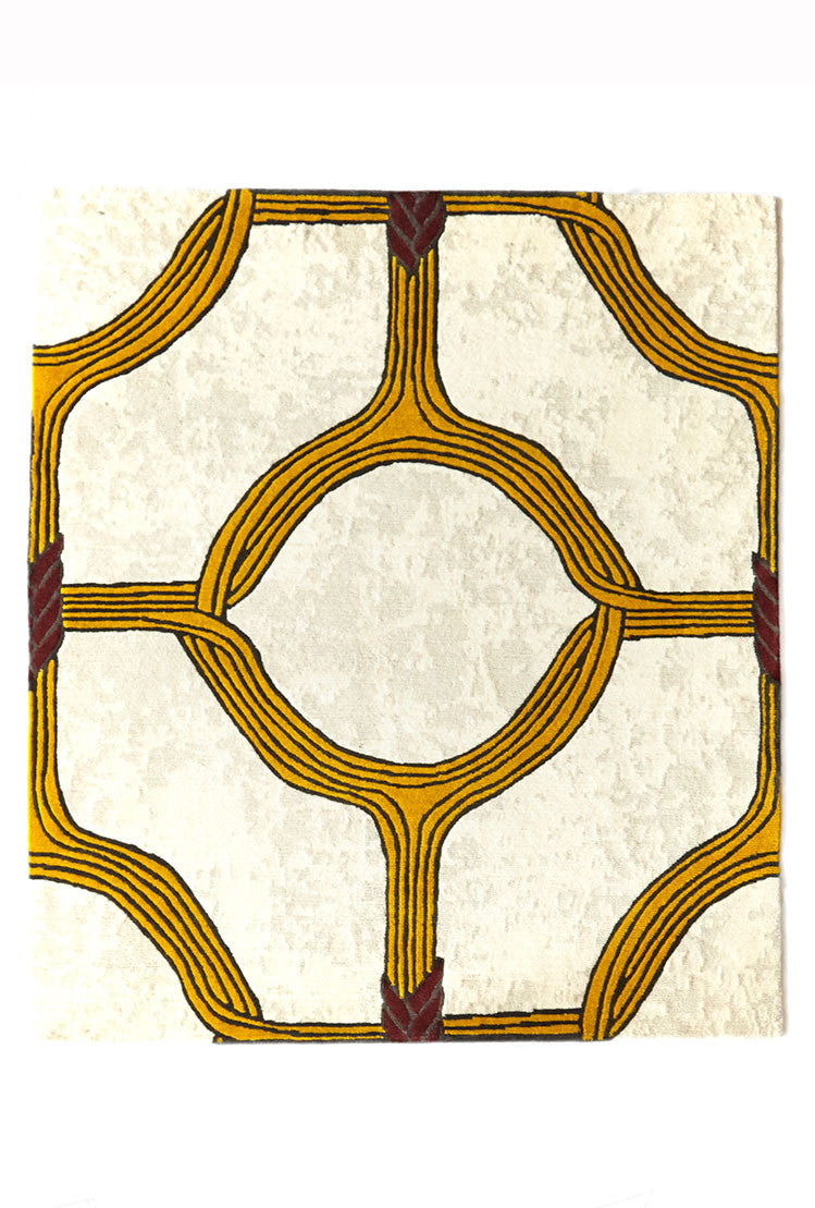 Luxury African Ojo Rug in Yellow with Geometric Pattern | Eva Sonaike